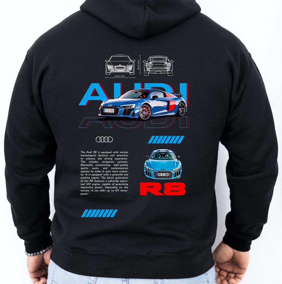 Audi R8 Hoodie, Car Guy Hoodie, Car Enthusiast Gift, Dad Gift Hoodie ...