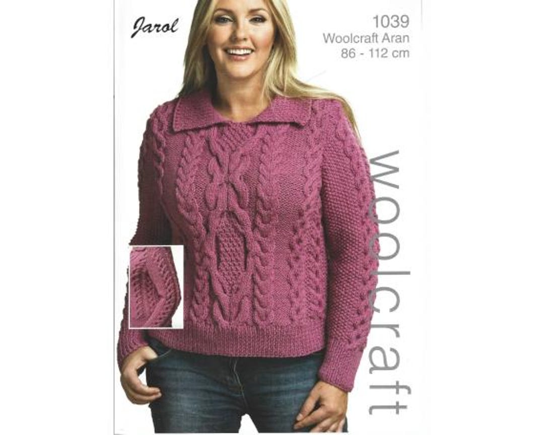 Woolcraft Ladies Cable Sweater Knitting Pattern in 25% Wool Aran ...