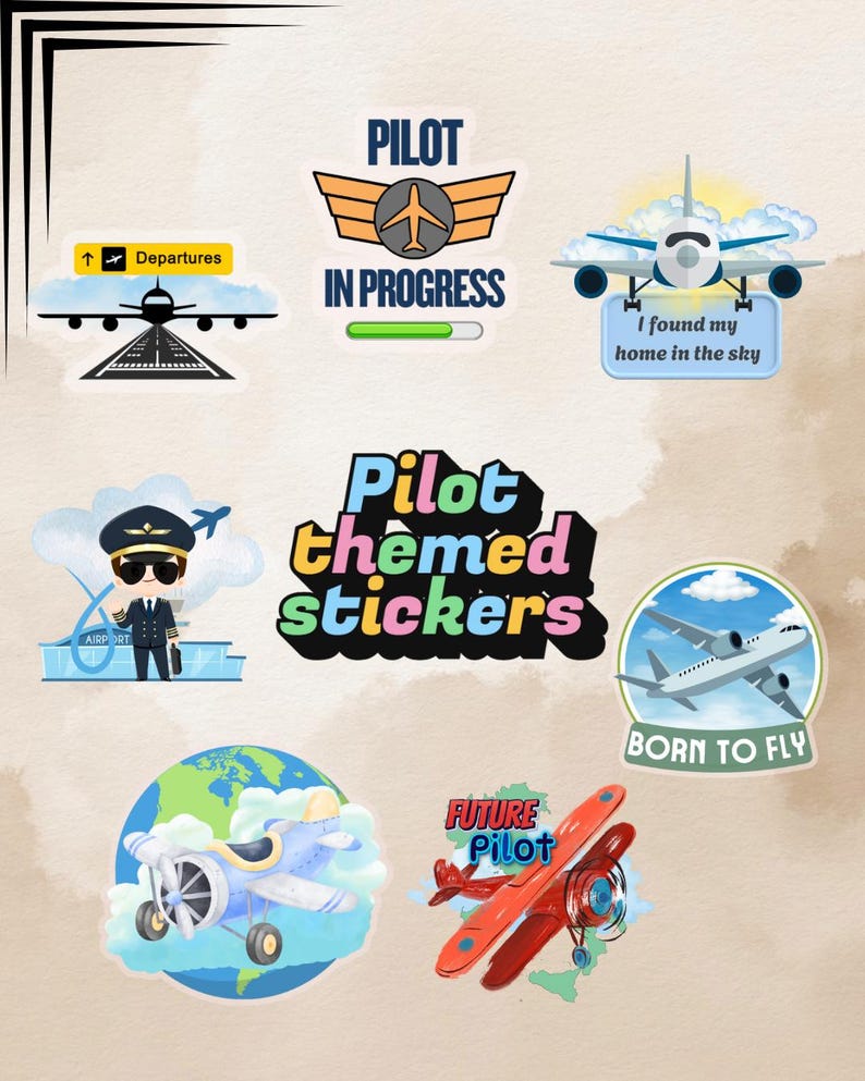 20 Printable Aviation-themed Stickers | Digital Pilot Stickers for ...