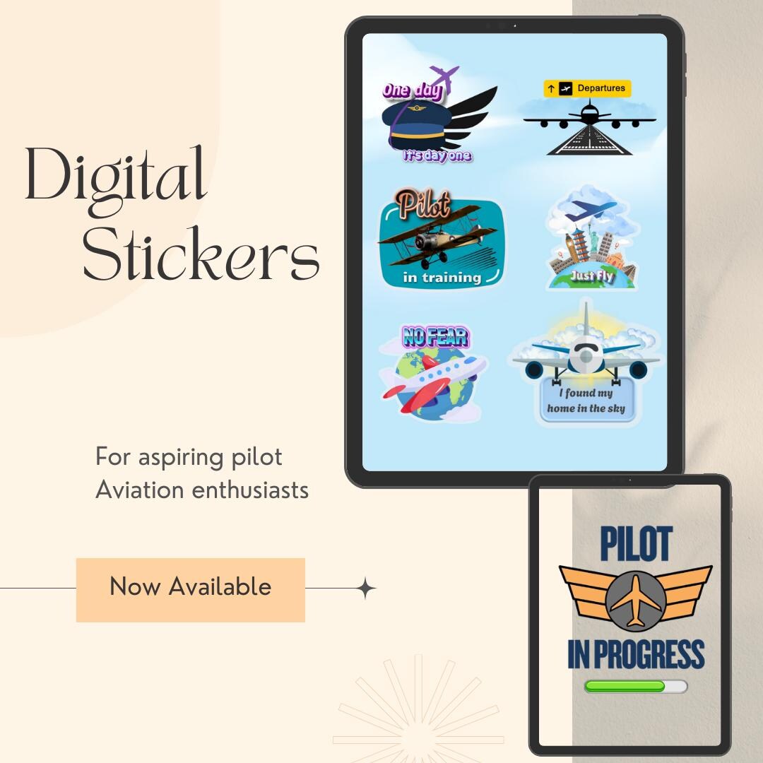 20 Printable Aviation-themed Stickers | Digital Pilot Stickers for ...