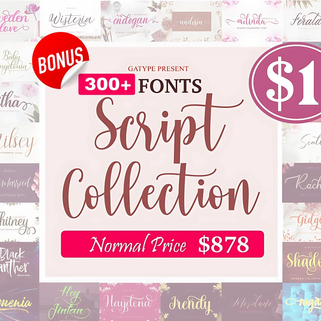 300+ Script Fonts Bundle | Display Fonts | Sans Serif Fonts Serif ...