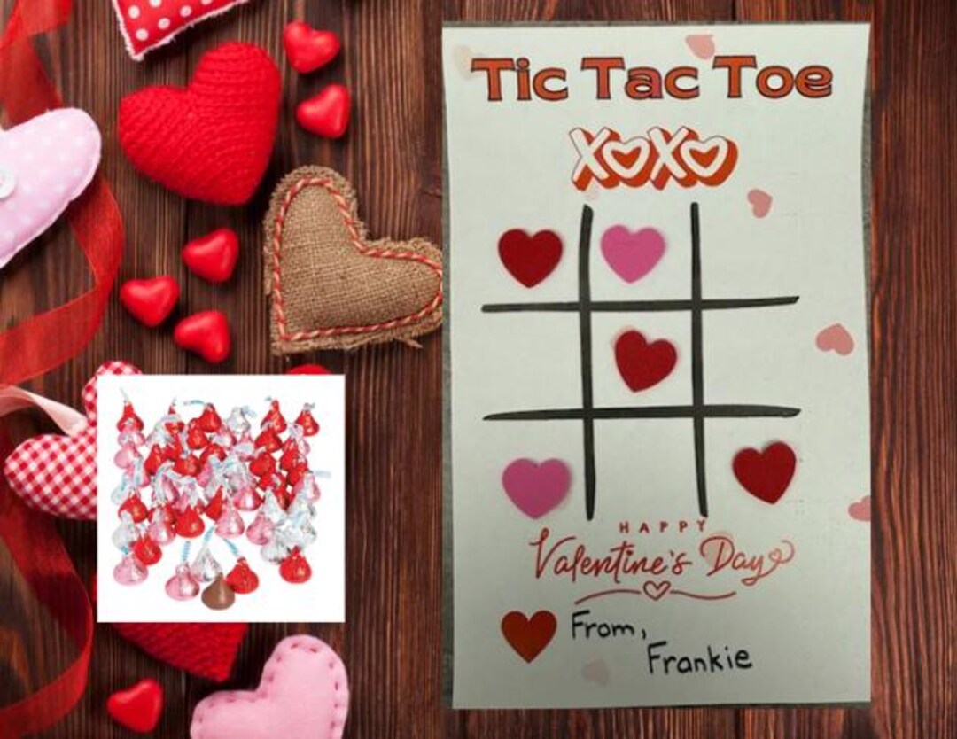 Valentine's Day Printable Tic Tac Toe Editable Game Hersheys Kisses Tic ...