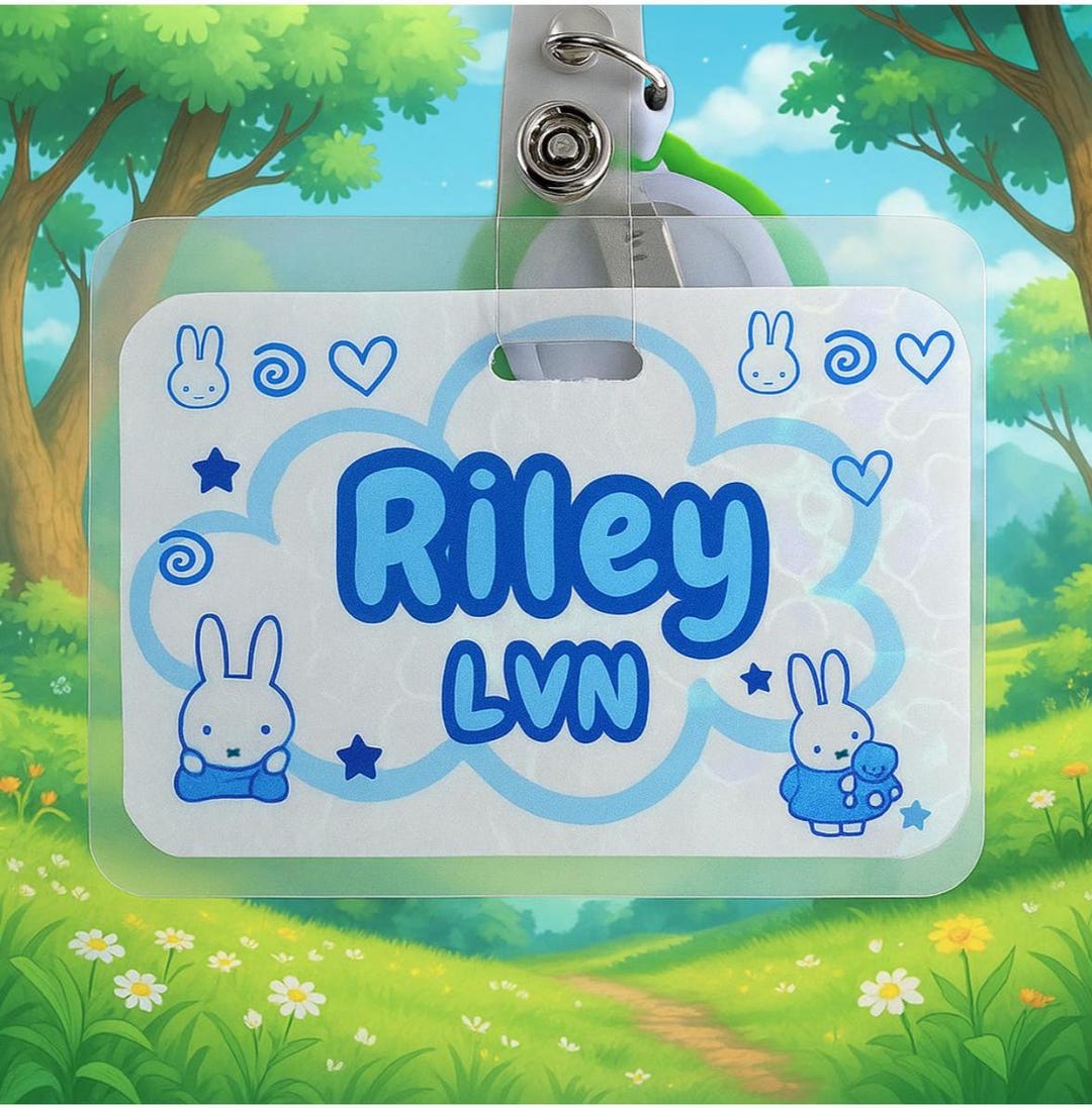 Custom Dreamy Miffy Name Badge | Personalized Glitter Holographic ID ...