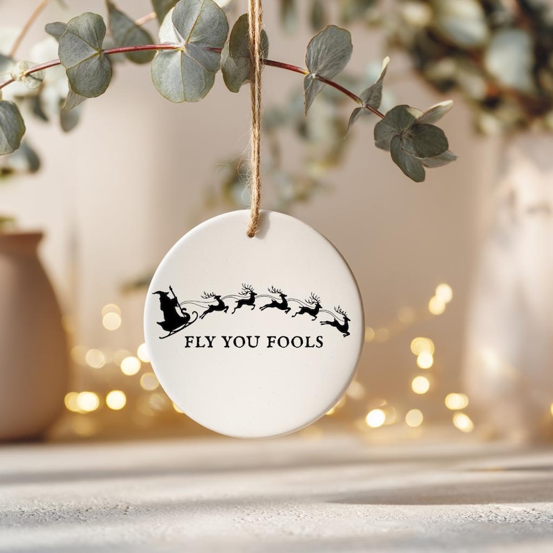 Fly You Fools Gandalf Santa Ornament, Funny LOTR Christmas Tree ...