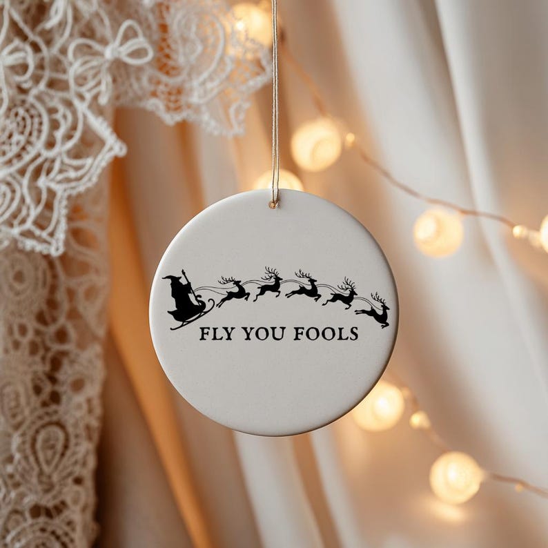 Fly You Fools Gandalf Santa Ornament, Funny LOTR Christmas Tree ...