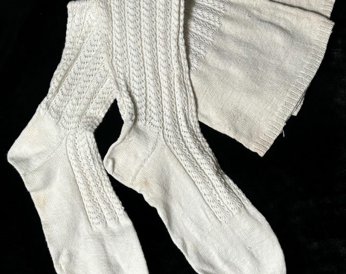 ANTIQUE VINTAGE Pointelle Knit Socks or STOCKINGS Hosiery, Late 1800's ...