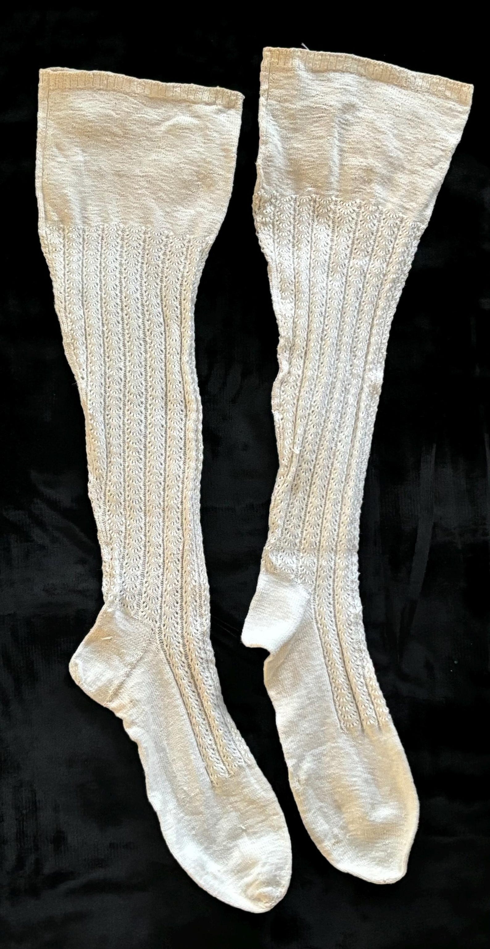 ANTIQUE VINTAGE Pointelle Knit Socks or STOCKINGS Hosiery, Late 1800's ...