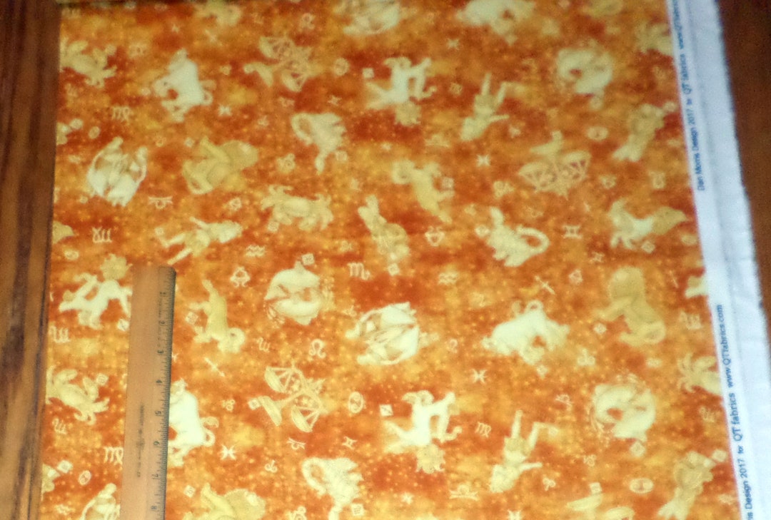 New Intergalactic ZODIAC SIGNS Symbols Astrological Orange Cotton ...