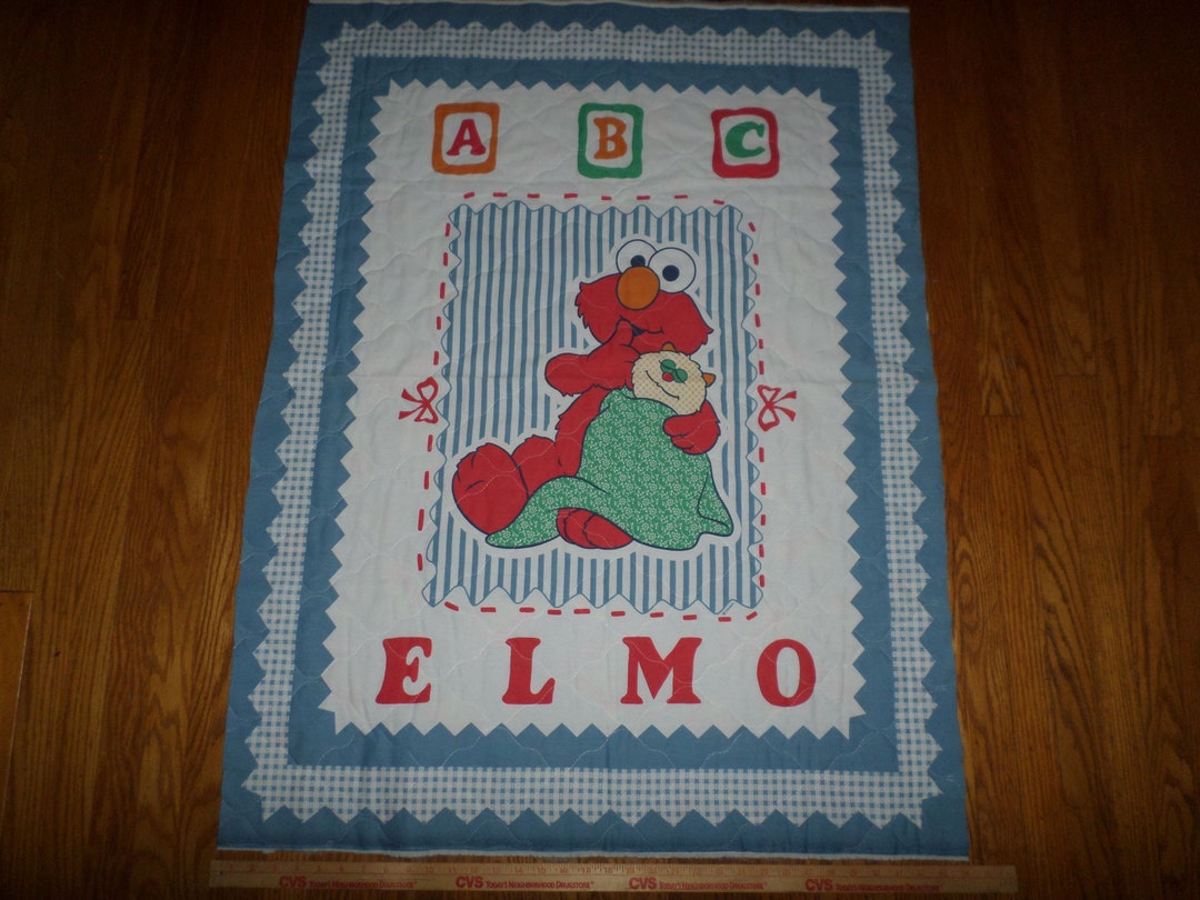 Rare Vintage Sesame Street ELMO PREWASHED Pre-quilted Double-faced ...