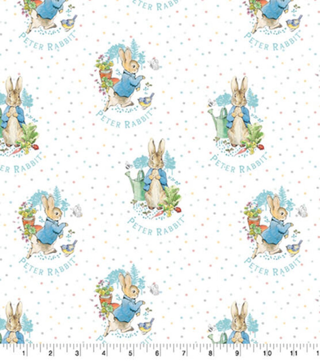 New PETER RABBIT Cotton Fabric Beatrix Potter Large Print Selling by ...