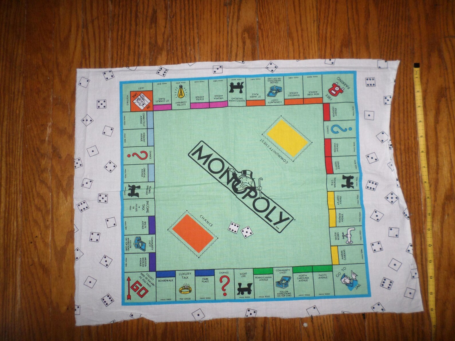 Rare PREWASHED Monopoly Game Board Cotton Fabric Single Panel - You ...