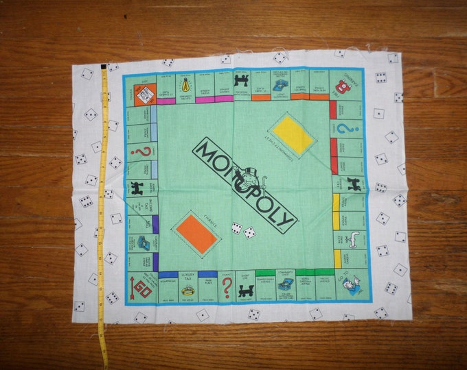 Rare Monopoly Game Board Cotton Fabric Single Panel You Finish in ...