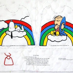 Rare Peanuts Characters Set of 4 Prequilted BIB Panel - Unfinished Pre ...
