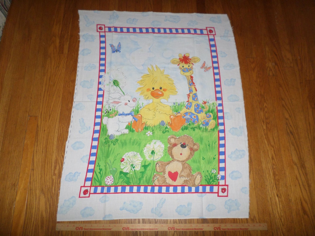 Rare Little Suzie's Zoo PRE-WASHED Single Cotton Fabric Panel 33 X 42 ...