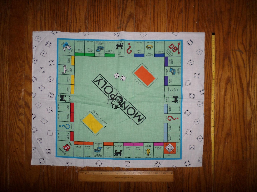 Rare Monopoly Game Board Cotton Fabric Single Panel - You Finish in ...