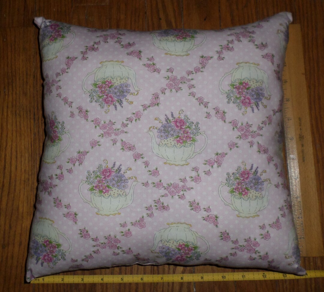 New Small Teapots and Flowers Small Decorative Cotton Pillow - Etsy