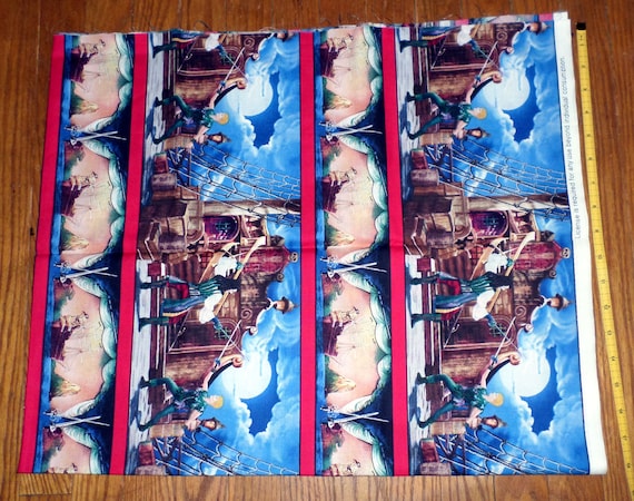 Peter Pan and Captain Hook Border Cotton Fabric OOP From | Etsy