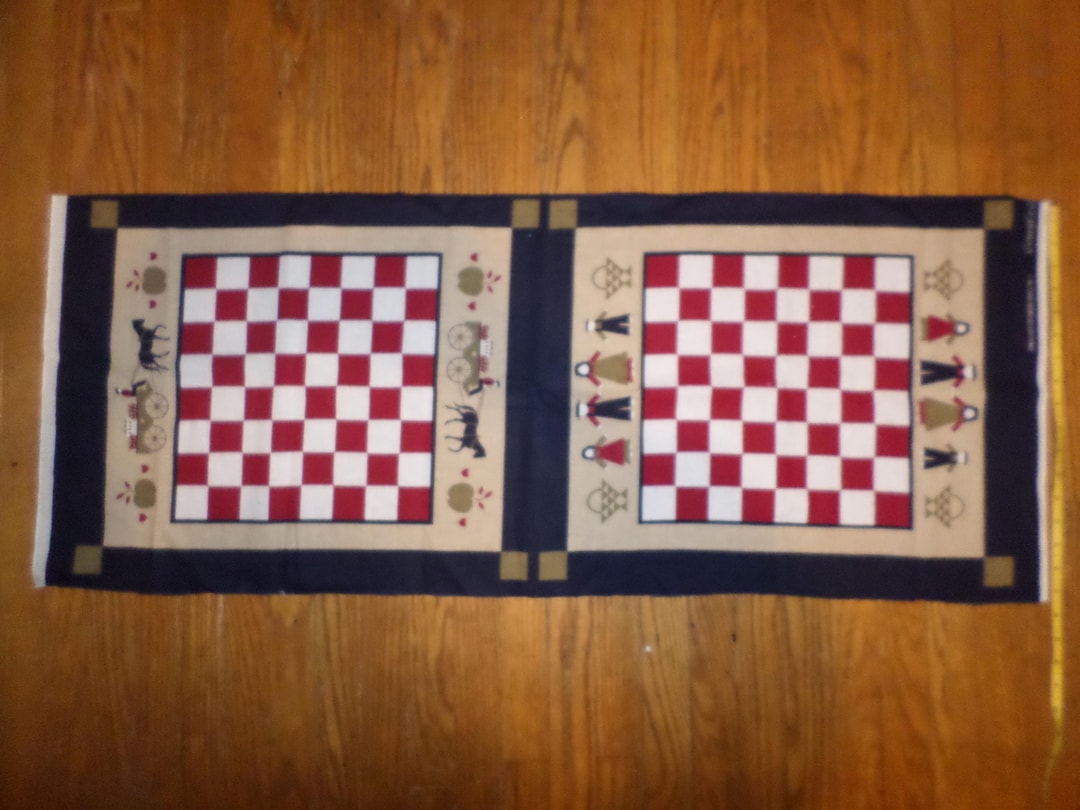 Rare Checkerboard Cotton Fabric Panel - AMISH Game Board Panel ...