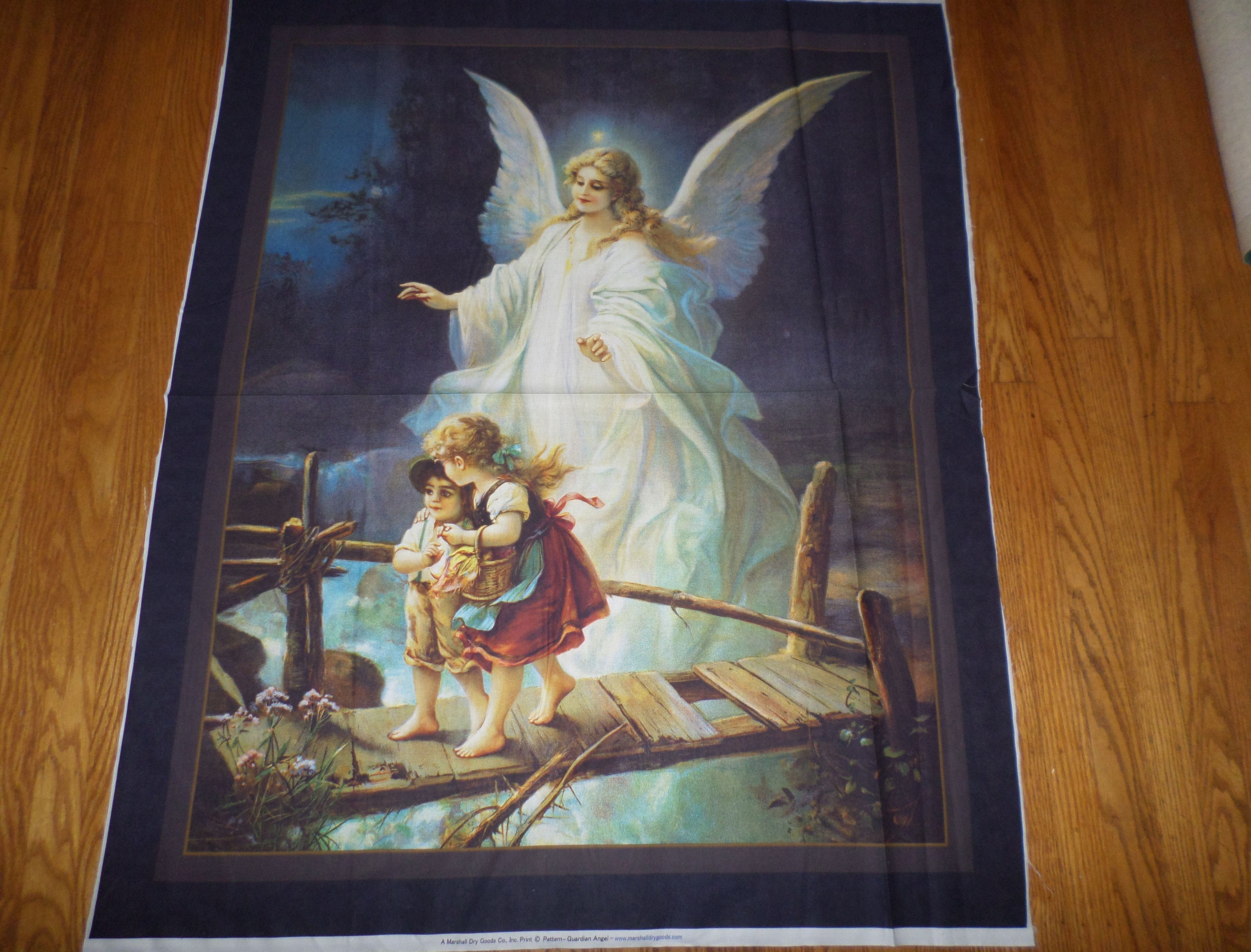 Rare Guardian Angel With Children On Bridge Digital Cotton | Etsy