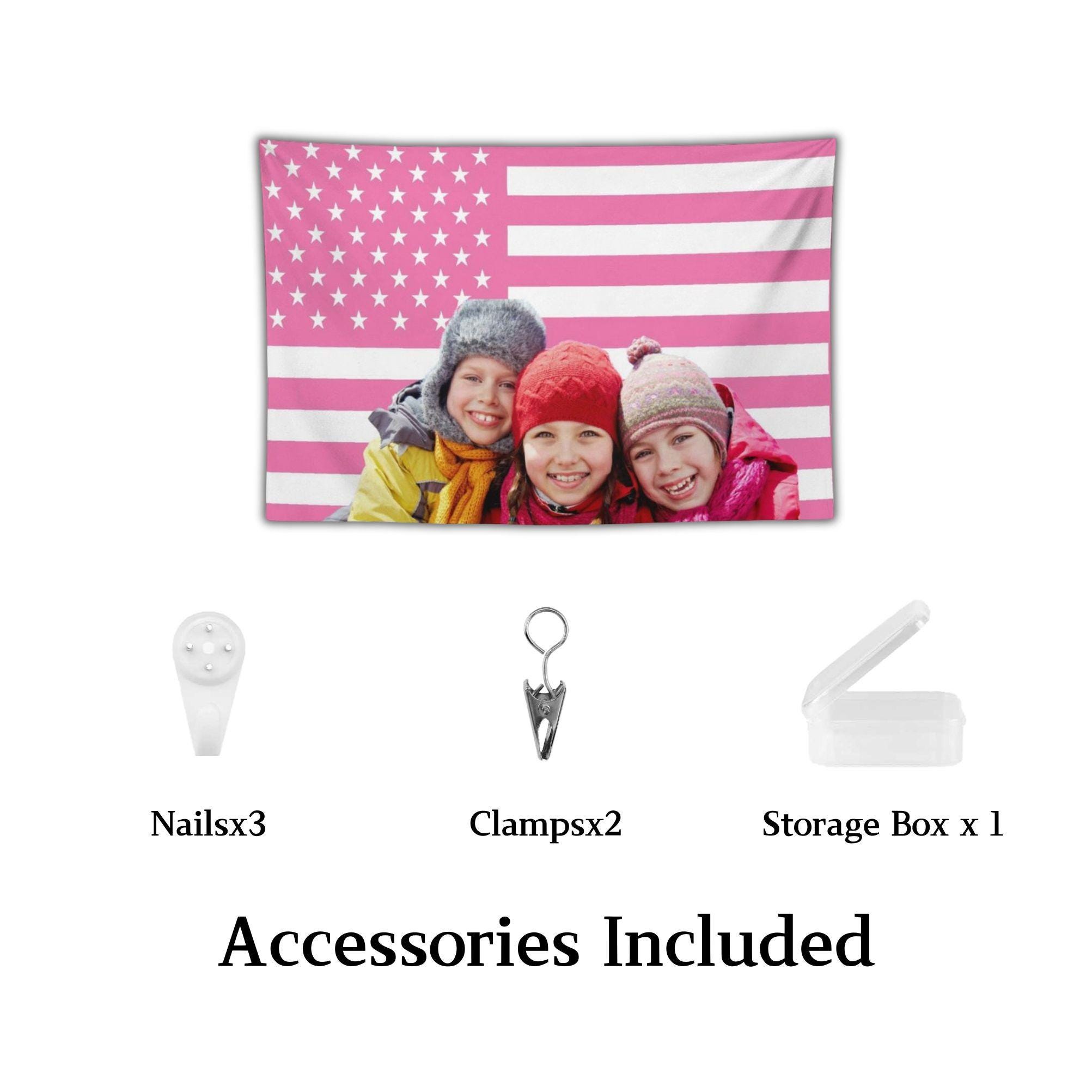 Customized Pink American Flag Tapestry, Personalized Photo Flag, Funny ...