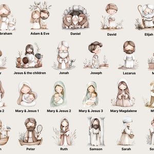 Biblical Characters Clipart Pack, Watercolor Old Testament Bible ...
