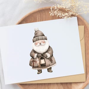 Charming Scandi Santa Clipart, Nordic Christmas PNG, Hygge Watercolor ...