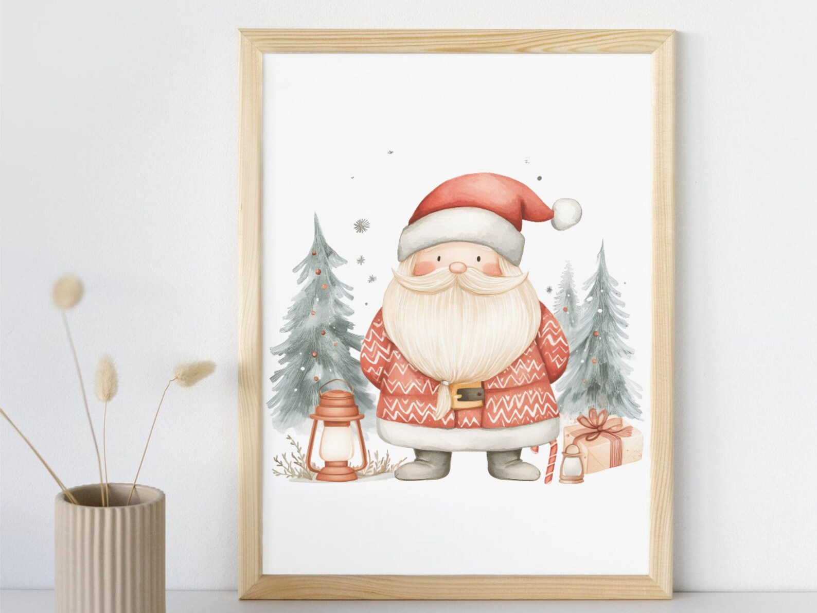 Charming Scandi Santa Clipart, Nordic Christmas PNG, Hygge Watercolor ...