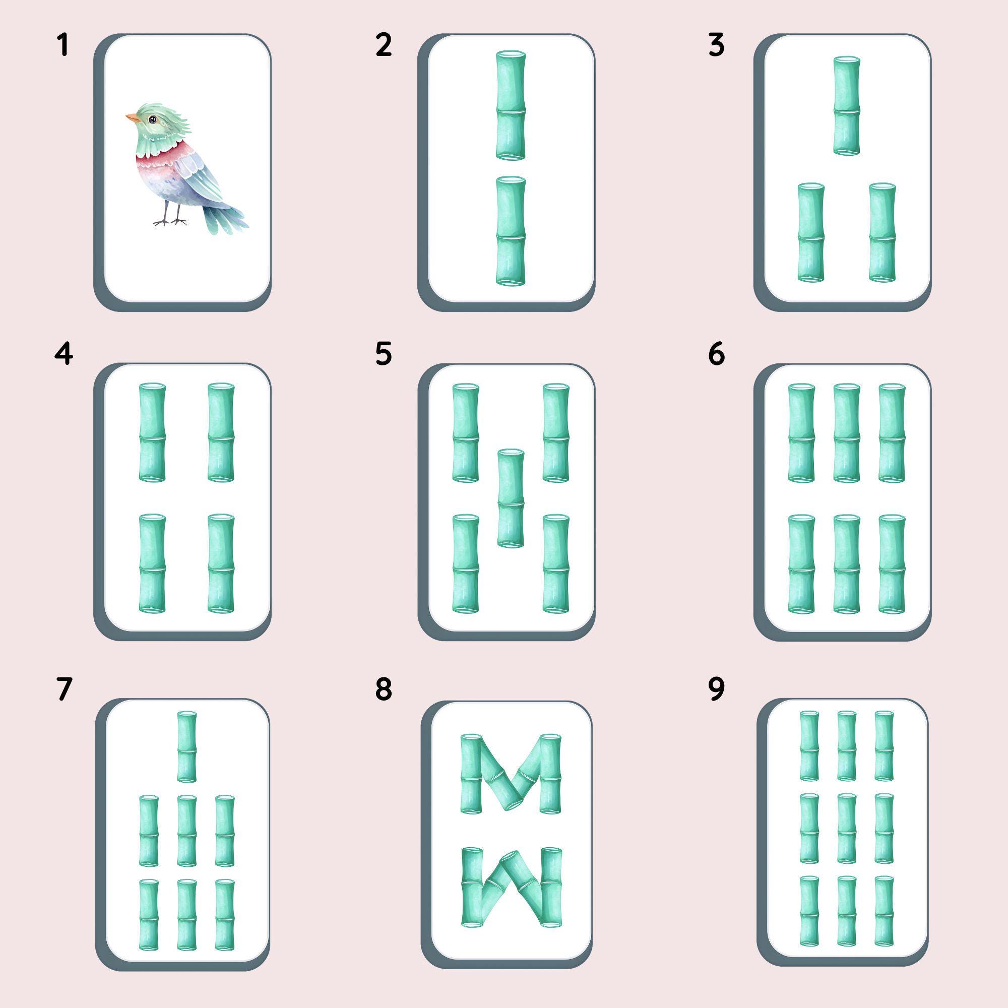 Watercolor Mahjong Clipart Bundle: Bamboo Suit Tiles and Dots Suit ...
