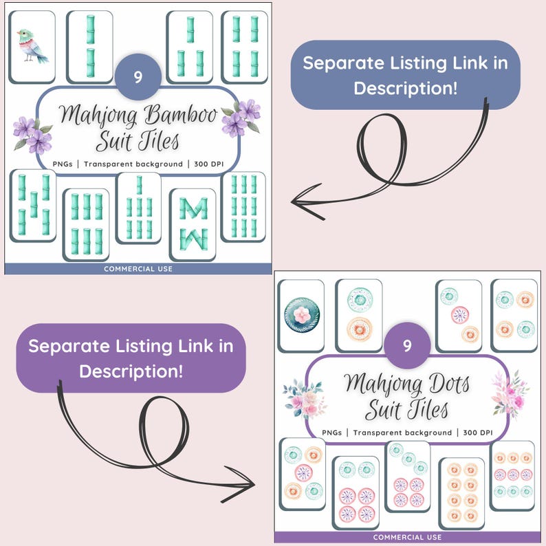 Watercolor Mahjong Clipart Bundle: Bamboo Suit Tiles and Dots Suit Tiles, Quirky Bird PNG ...