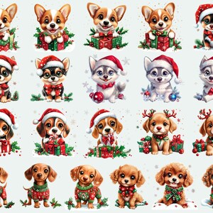 Adorable Winter Puppy Clipart: Cute Watercolor Christmas Dog Pngs With ...