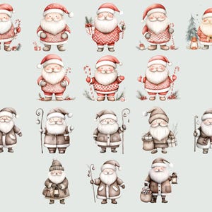 Charming Scandi Santa Clipart, Nordic Christmas PNG, Hygge Watercolor ...