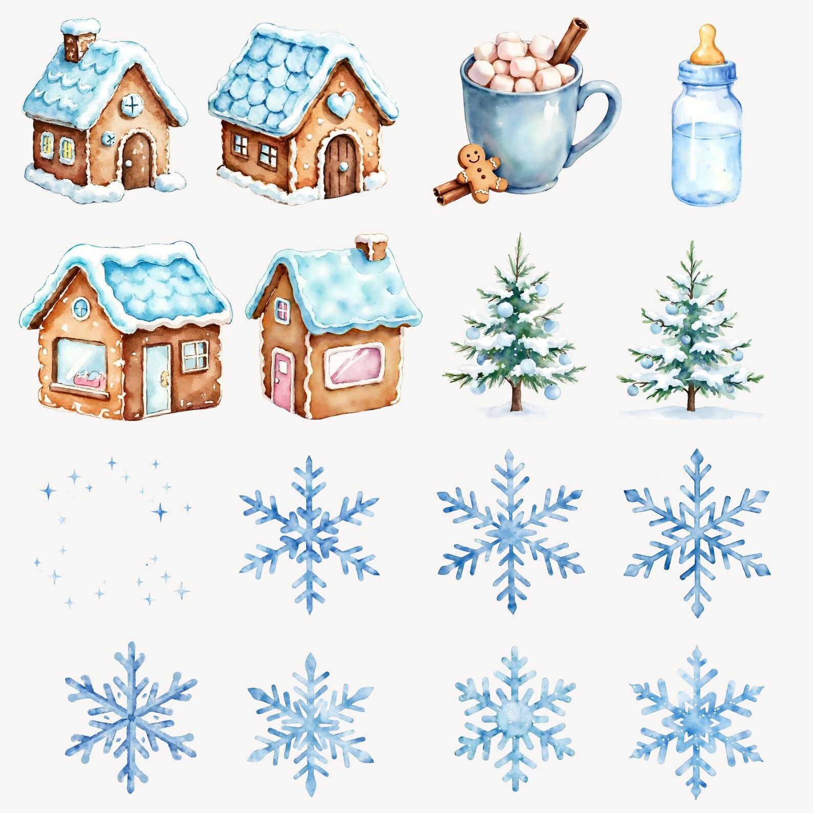 Gingerbread Baby Shower Bundle Boy Clipart, Winter Baby Shower PNG ...
