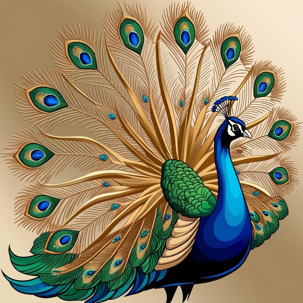 24 Peacocks, Embroidery, DIY Project, PNG File, Digital, Custom Apparel ...