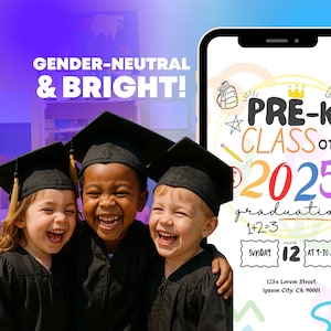 Editable Kindergarten Graduation Invitation, Pre-k Class of 2025 ...