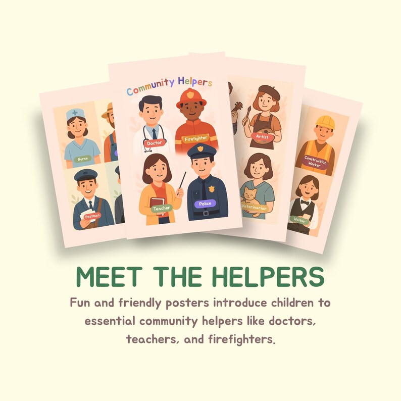 Jobs and Community Helpers Poster Bundle for Kids, 4 Educational ...