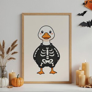 Spooky Goose Halloween Wall Art Set, Cute Pumpkin Skeleton Mummy Goose ...