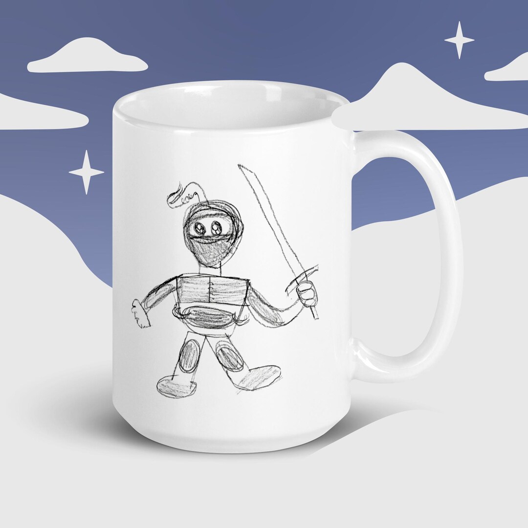 Hand Drawn Knight Ceramic Mug 15 Oz - Etsy