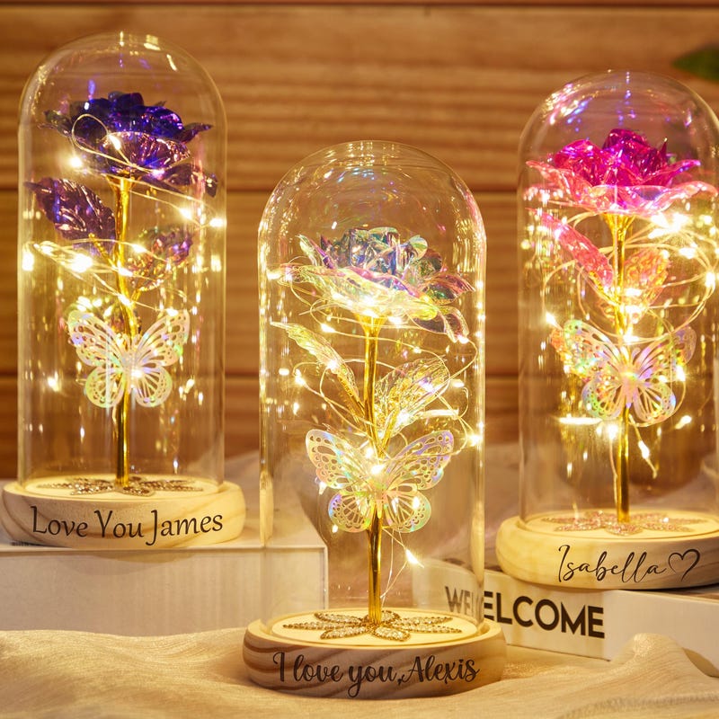 Rose in Glass Dome - Etsy