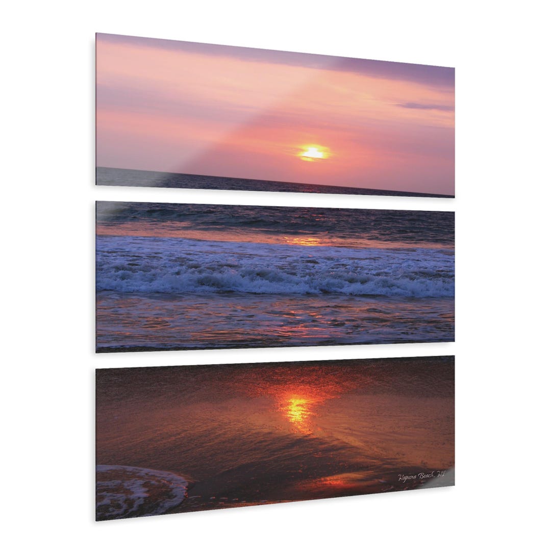 Acrylic Prints Triptych Hapuna Beach Sunset, HI Horizontal Nature Wall ...