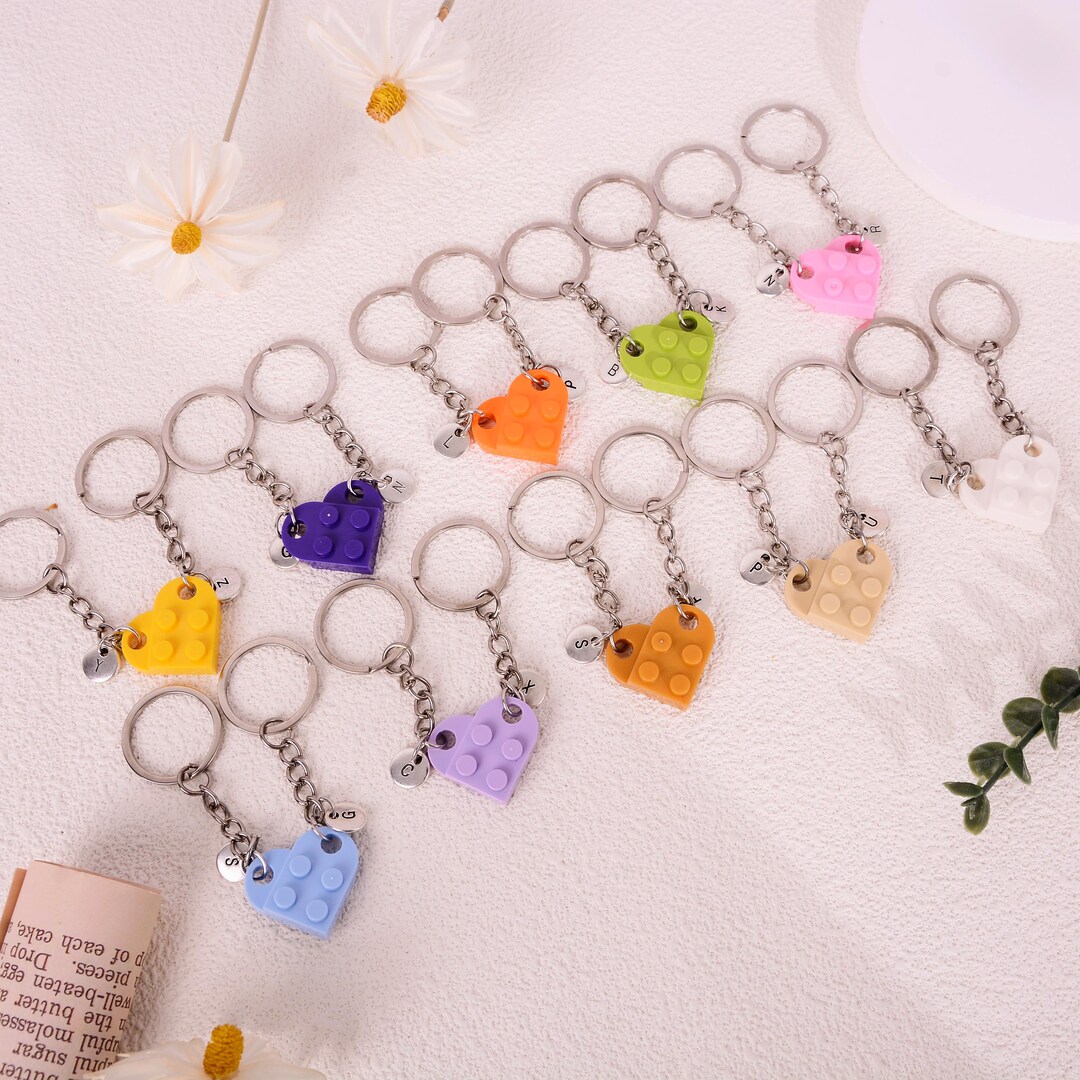 Initial Heart Keychains Set, Personalized Boyfriend Girlfriend Gift ...