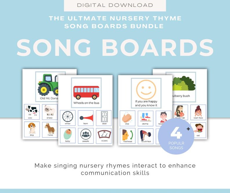 Nursery Rhyme Song Visuals for Kids | Interactive Communication Boards ...