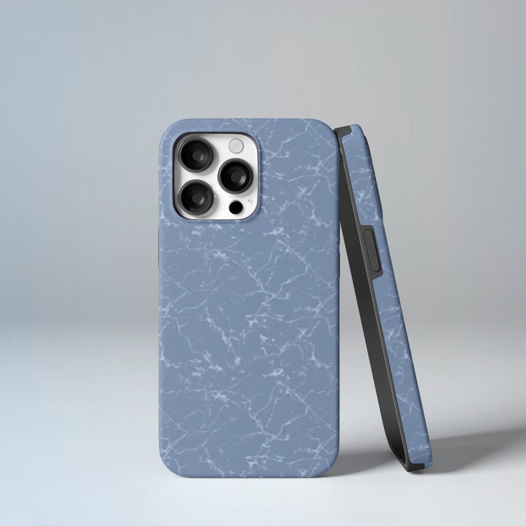 Light Blue Marble Pattern Phone Case | Cover for iPhone 16 15 14 13 12 ...