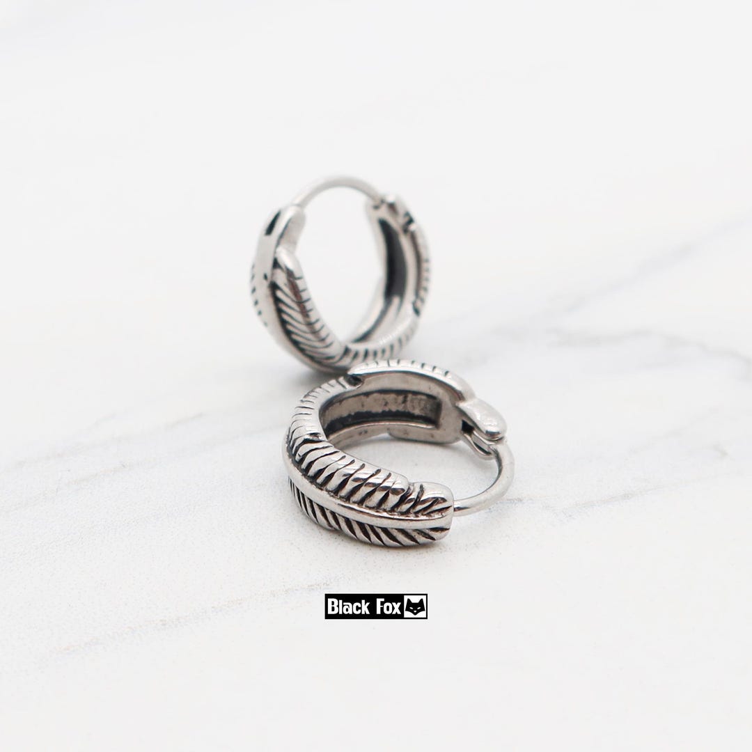 Titanium Hinged Feather Hoops, Small Size Unique Design, Hypoallergenic ...