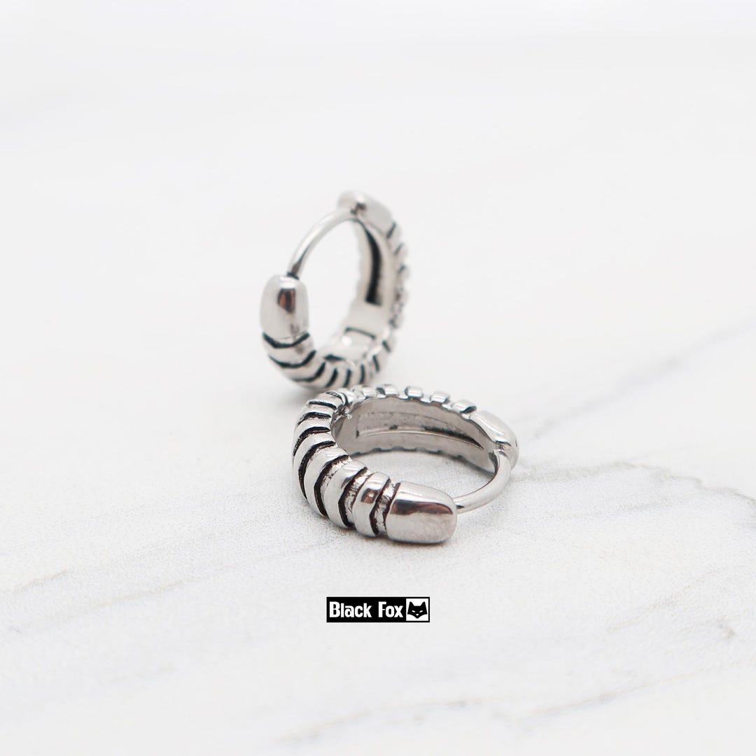 Titanium Made Hinged Unisex Hoops, Small Size Unique Design ...