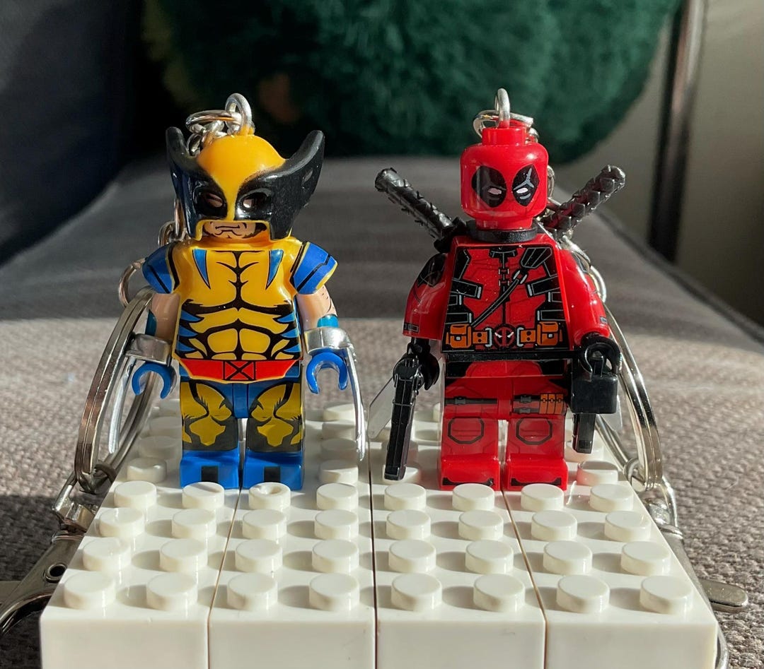 Deadpool and Wolverine Minifigure Keychain Keyring Marvel Gift ...
