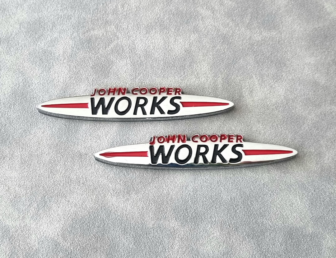 JCW John Cooper Works Wing Emblem Logo Silver 2pcs Side Fender Badge ...