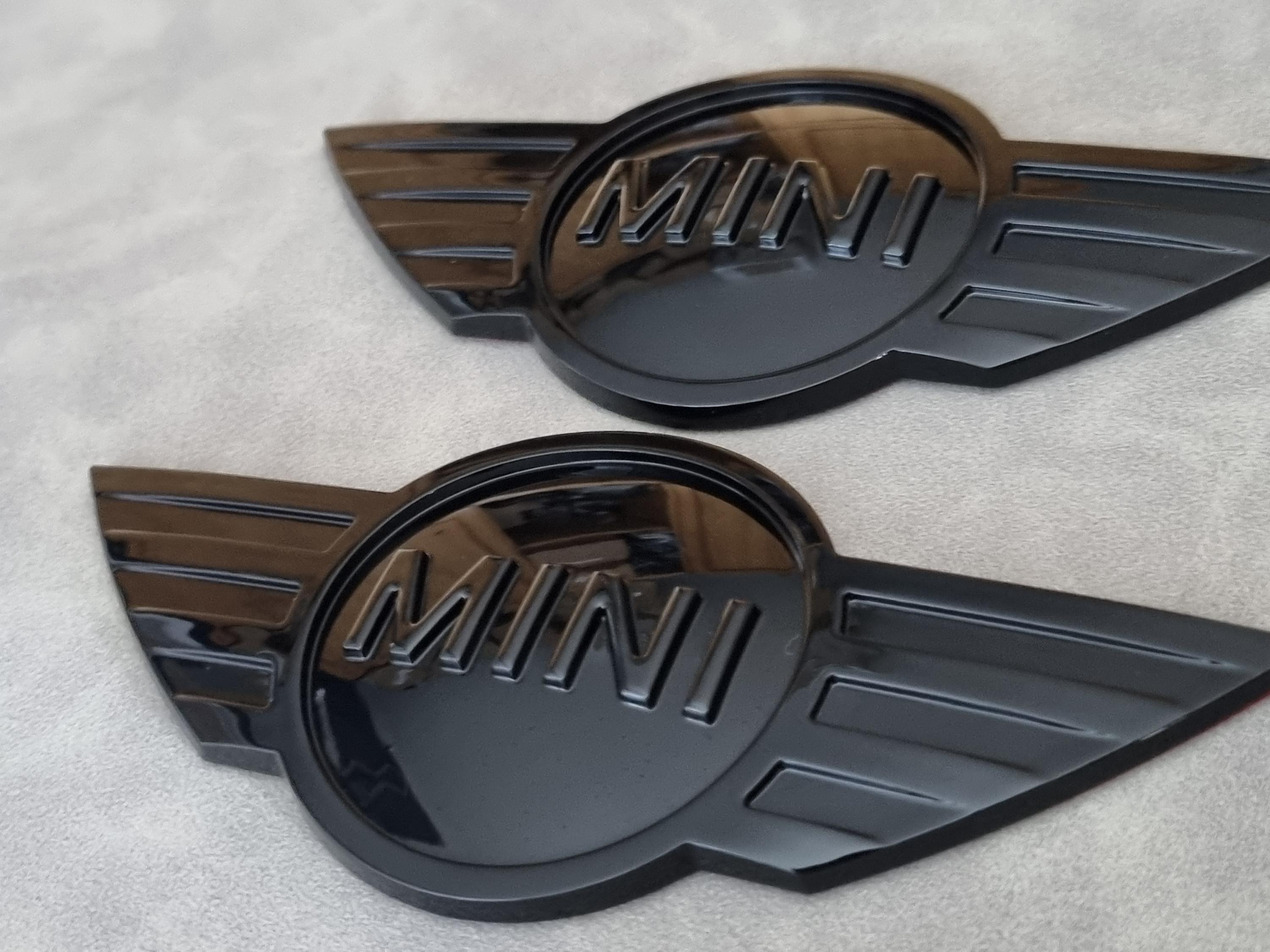 2pcs Mini Cooper Logo Emblem 11.5x5cm Glossy Black Bonnet Hood Badge ...