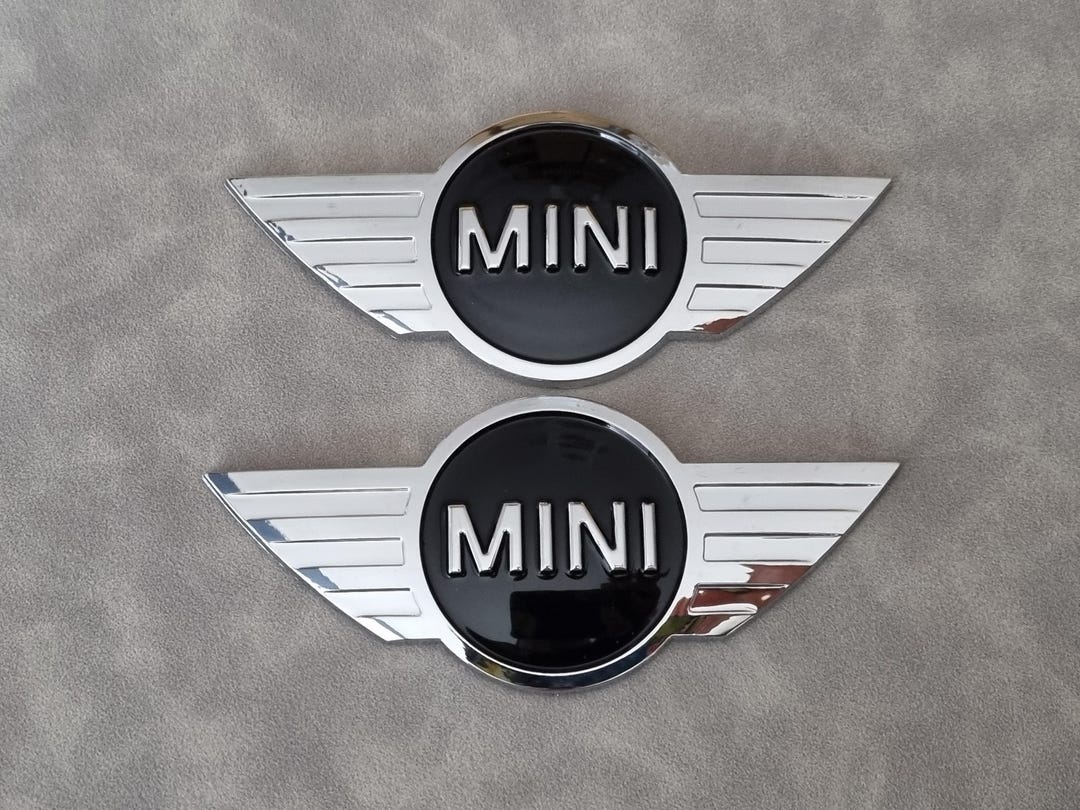 2pcs Mini Cooper Logo Emblem 11.5x5cm Silver Bonnet Hood Badge Sticker ...