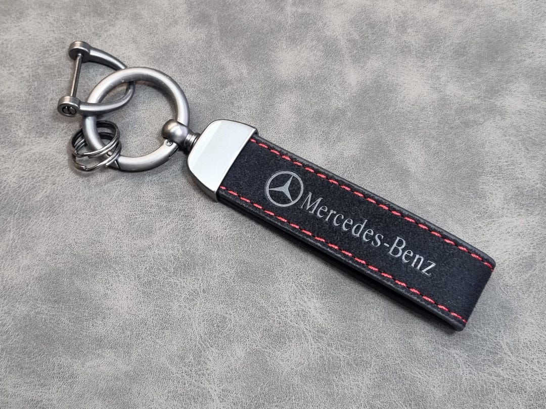 Mercedes Keychain Leather Alcantara Keyring Logo Car Accessories Gift ...