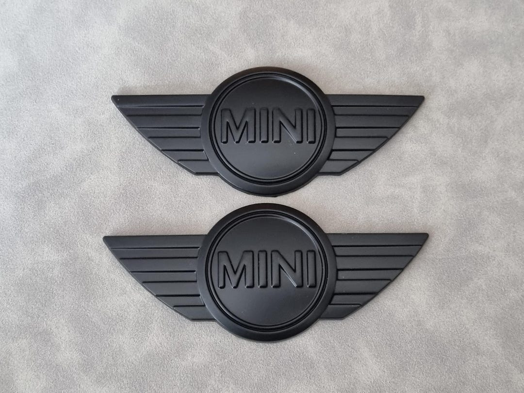 2pcs Mini Cooper Logo Emblem 11.5x5cm Matte Black Bonnet Hood Badge ...